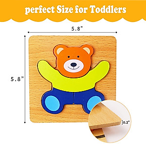 KERARME Toddler Puzzles Wooden Toys Montessori 6 Pack Animal Toddler Puzzle Toddlers Activities Preschool Learning Early Educational Sensory Toys Travel Montessori Toys 1 2 3 Year Old Toys Gifts