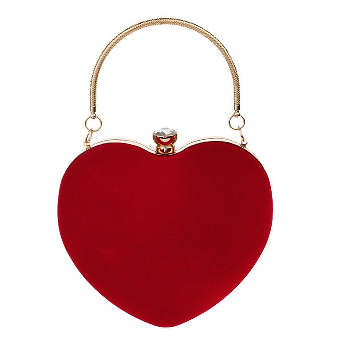 Danse Jupe Women Mini Heart Shape Velvet Evening Clutch Handbag Top-handle Bag Chain Cross-body Bag Purse