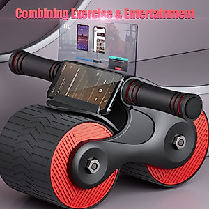 Automatic Rebound Abdominal Wheel Kit - Ab Roller Workout Equipment, Exercise Equipment for & Core Strength Training, Home Gym Fitness Machine with Knee Pad Accessories Men Women