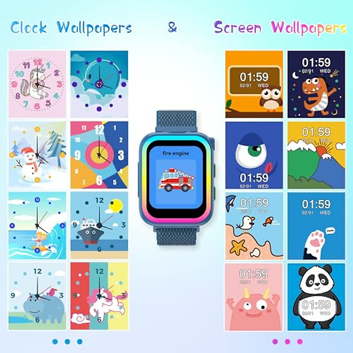 Hewitto Smart Watch for Kids, Kids Smart Watches Girls with Touch Screen and HD Camera, 12 Game Video Music Player Audiobook Alarm Clock Pedometer, Kids Watch for Boys Girls