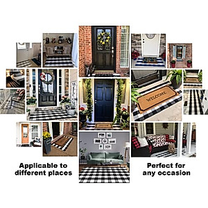 Frendy Buffalo Plaid Outdoor Rug, 27.5" x 43" (2.3' x 3.6') Hand-Woven Plaid Rug for Front Porch, Washable Layered Door Mat, Cotton Black and White Checkered Rug for Living Room/Entryway