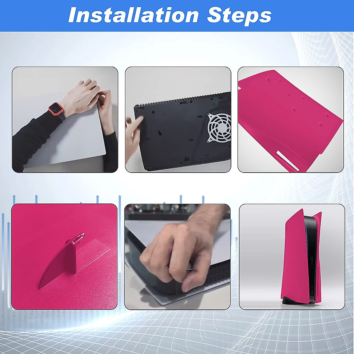 for PS5 Plate with Black Middle Skin, Cover Shell Faceplate for PS5 Disc Edition, Hard Shockproof Dustproof Matte Cover Replacement Side Plate Shell for Playstation 5 Console(Cosmic Red)