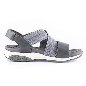 Therafit Jessica Women's Leather Adjustable Cross Strap Sandal - Blue Grey, Size 12 - for Plantar Fasciitis/Foot Pain