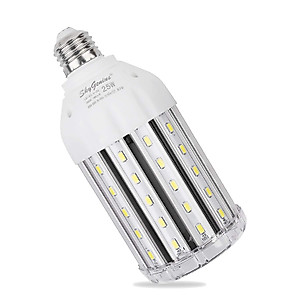 25W Daylight LED Corn Light Bulb for Indoor Outdoor Large Area - E26 2500Lm 6500K Cool White,for Street Lamp Post Lighting Garage Factory Warehouse High Bay Barn Porch Backyard Garden Super Bright