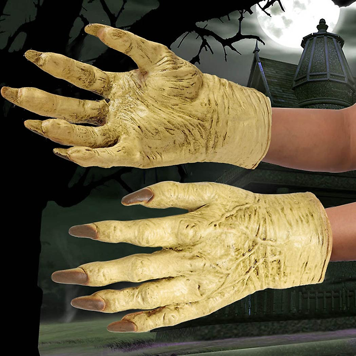 Urieo Halloween Costume Gloves Nude Horror Zombie Hands Tricks Cosplay Party Props Monster Glove for Adults