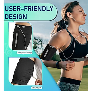 HiRui Running Armband Sleeve Universal Sports Armband Cell Phone Holder Armband for Exercise Workout, Compatible with iPhone 15/14/13/Plus/Pro Samsung Galaxy All Phones (M, Black)