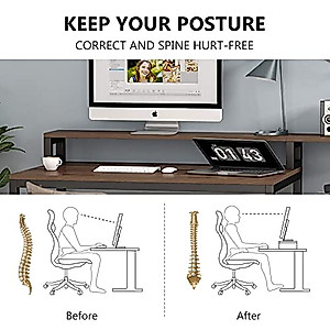 Tribesigns Computer Desk with File Drawer and Storage Shelves, 60 inch Vintage Large Home Office Desk Computer Table Study Writing Desk Workstation with Hutch (Dk Brown)