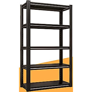 Raybee 72" Garage Shelving Heavy Duty, 2010LBS Garage Storage Shelves with 5 Tier Adjustable Metal Shelving Unit,Heavy Duty Shelving,Metal Storage Shelves for Basement,Easy Assembly,16.3"DX31.7"WX72"H