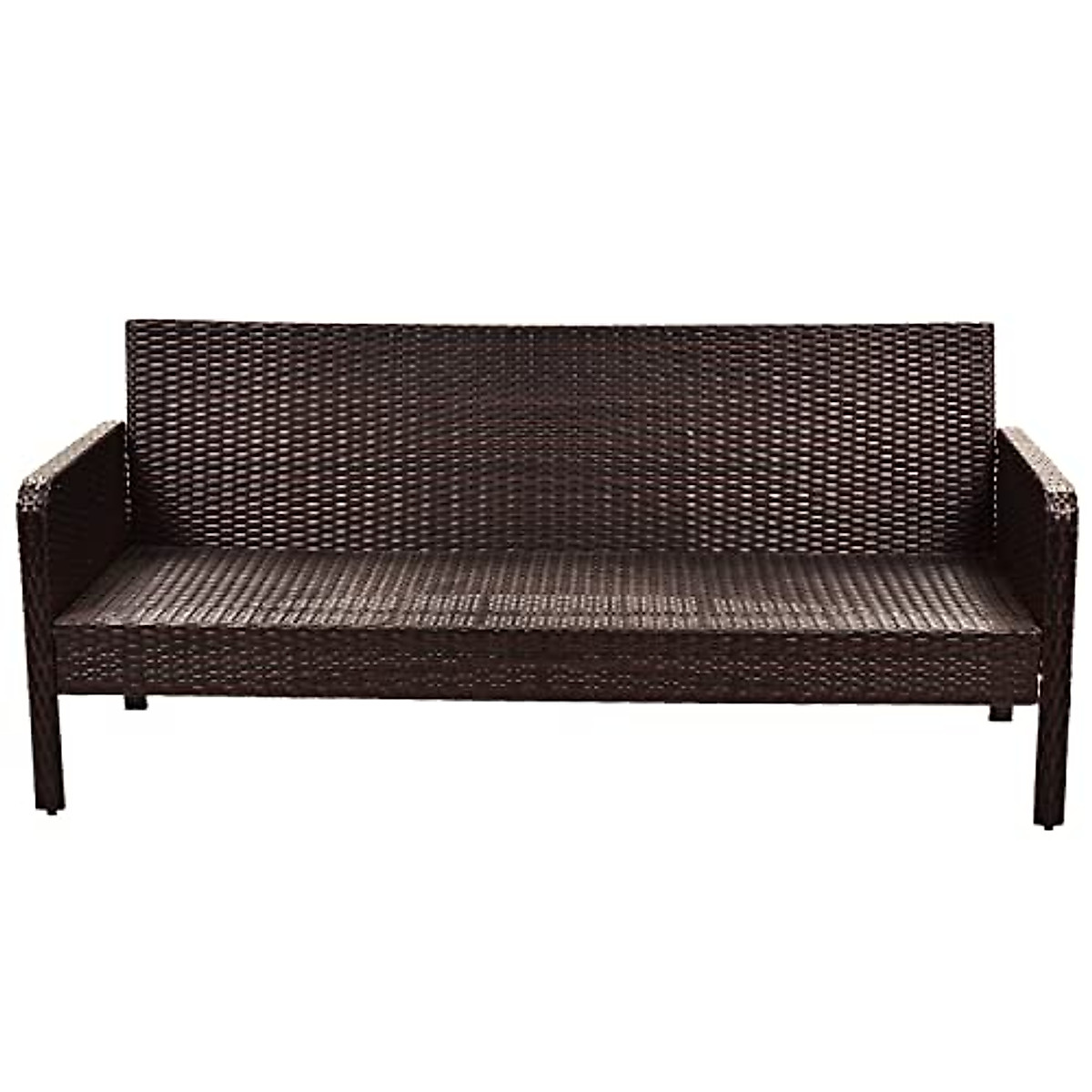 Merax Outdoor Patio PE Wicker Rattan Sofa Dining Set with Removable Cushions empered Glass Tea Table for Backyard, Poolside, Deck, Blue,6 Piece