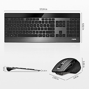 RAPOO Wireless Keyboard and Laser Mouse Combo,Multi Device (Bluetooth 4.0+3.0+2.4G) Keyboard and Mouse Set,Ultra-Slim Computer Keyboard Compact Design for Windows/Android/Mac OS