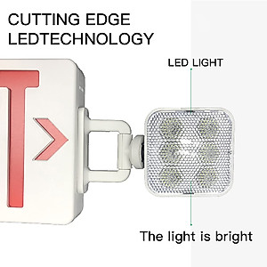 OSTEK 4 Pack Red LED Exit Sign with Emergency Light, Two LED Adjustable Head Emergency Exit Lights with 90 Minutes Battery Backup, Dual LED Lamp ABS Fire Resistance UL-Listed (4)