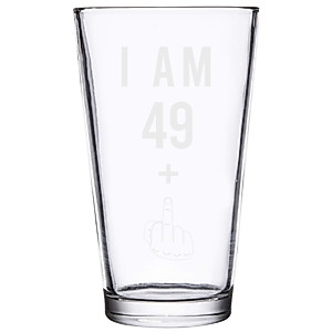 49 + One Middle Finger 50th Birthday Gifts for Men Women Beer Glass – Funny 50 Year Old Presents - 16 oz Pint Glasses Party Decorations Supplies - Craft Beers Gift Ideas for Dad Mom Husband Wife 50 th