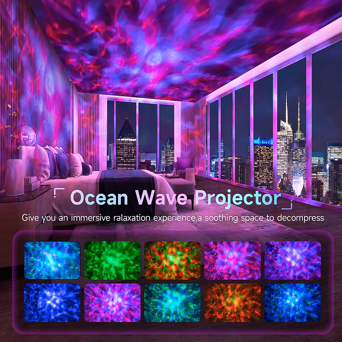 MUBAREK Galaxy Projector Skylight, 24 Light Modes Room Light Projector, White Noise Sky Light Projector, Bluetooth Speaker Room Projector Lights for Bedroom Decor Aesthetic, Remote Timer Galaxy Light