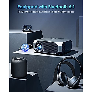 Projector with 5G WiFi & Bluetooth, YOWHICK 10000L Full HD 1080P Outdoor Portable Video Projector Support 4K, Home Theater Movie Projector Compatible with HDMI, VGA, USB, Laptop, iOS & Android Phone
