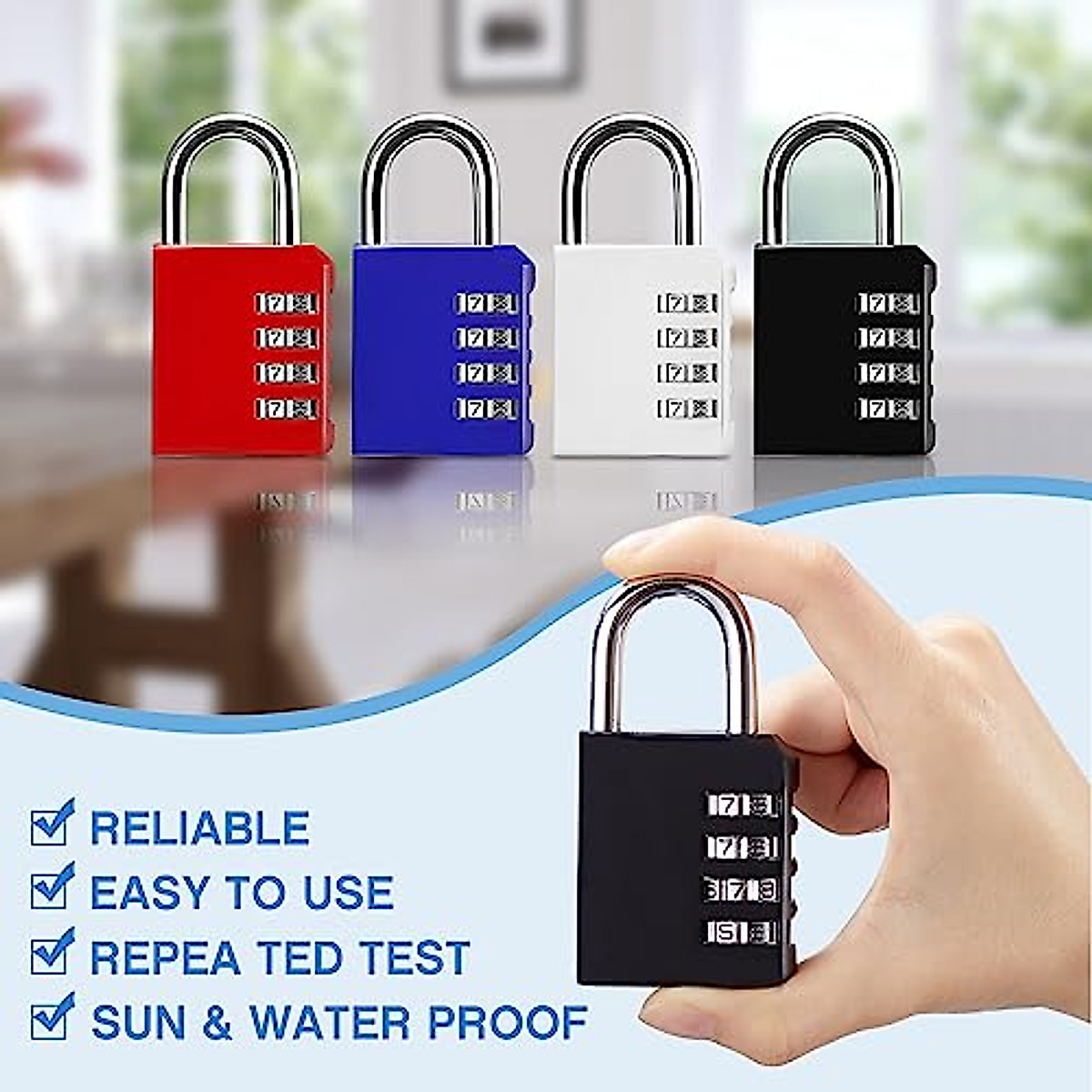 10 Pack Combination Lock Resettable 4 Digit Combination Padlock Waterproof Locker Locks Small Combo Locks Outdoor for School Gym Locker Fence Toolbox Gate Case Hasp Cabinet Storage(Multicolored)