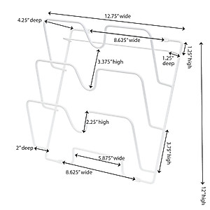 Household Essentials Oversized Cabinet Door Lid Holder, 3 Slots, Steel Wire Frame, White Powder Coating, Easy Installation, Hardware Included, Great for Larger Skillet Lids or Paper Bags