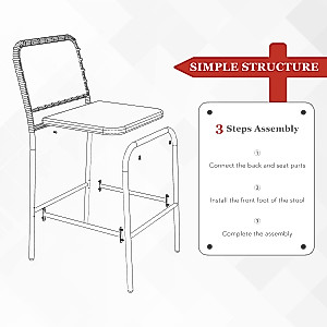 Sundale Outdoor Patio Bar Stools Set of 2, Hand Woven PE Rattan Hollow Back Armless Barstools for Deck Yard Porch, All-Weather Gradient Grey Wicker Outside Tall Chair Set