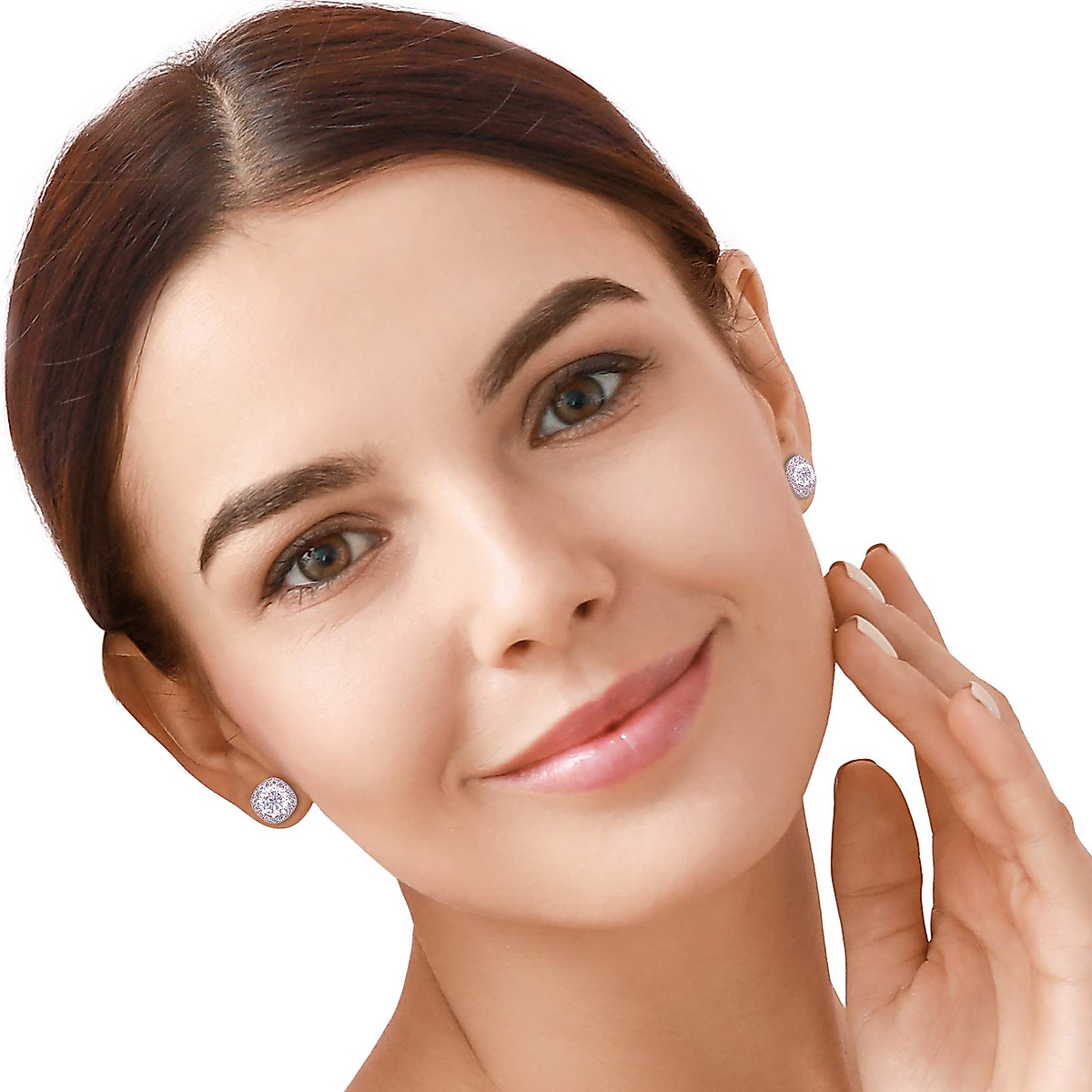 ORROUS&CO 18K Gold Plated CZ Simulated Diamond Stud Earrings for Women, Hypoallergenic, 1.9 Carat