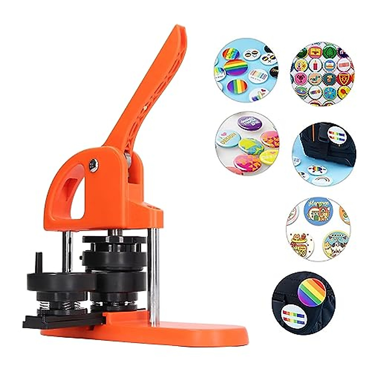 Button Maker Machine, Multiple Sizes 1+1.25+2.25 Inch DIY Pins Badge Button Pressing Machine, Badge Punch Press with 100pcs Button Parts, Circle Cutter, Magic Book (32mm)