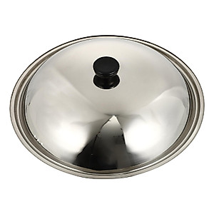 Housoutil Baking Dish Stainless Steel Wok Lid 34cm/ 13. 5inch, Wok Cover with Glass Insert and Knob, Griddle Basting Cover Cooking Pot Lid with Random Style Lid Handle for Asian Cooking
