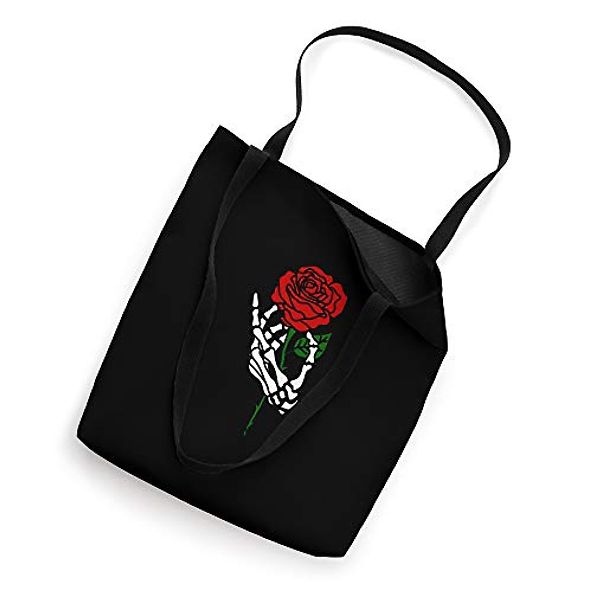 Skeleton Hand Holding Rose, Traditional Tattoo Gifts Black Tote Bag