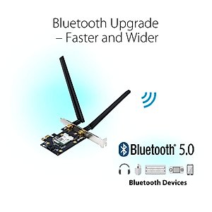 ASUS PCE-AX3000 WiFi 6 (802.11ax) Adapter with 2 External Antennas. Supporting 160MHz for Total Data Rate up to 3000Mbps, Bluetooth 5.0, WPA3 Network Security, OFDMA and MU-MIMO