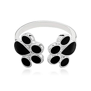 SEniutarm Engagement Love Rings Wedding Bands Fashion Cute Women Pet Cat Dog Puppy Paw Print Opening Finger Ring Jewelry Gift for Women/Girl Finger Rings DIY Jewelry Gifts - Silver
