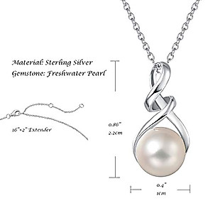FANCIME June Birthstone 925 Sterling Silver Twist Pearl Necklace with Genuine Quality 9-10mm Freshwater Cultured Pearls Fine Pearl Jewelry for Women