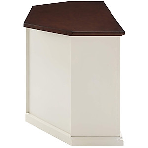 Crosley Furniture Shelby 60" Corner TV Stand, White with Mahogany Top