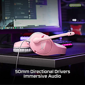 HyperX Cloud Stinger – Gaming Headset, Memory Foam, Soft Leatherette, Durable Steel Sliders, Swivel-to-mute Noise-Cancelling Microphone, Works on PC, PS4, PS5, Xbox and Mobile – Pink