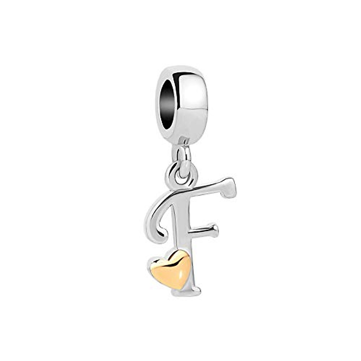SBI Jewelry Heart Sparkling Initial F Letter Dangle Charm Compatible with Pandora Charms Bracelets Personalized Gifts