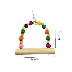 Set of 10 Colorful Pet Toy Wooded Swing Handmade Rattan Chewing Toy Chasing Toy with Bell Rainbow Plank Road for Polly Parrot Bird Hamster Squirrel Toy