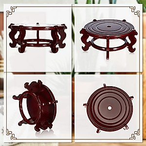 Geetery 2 Pcs 10 Inch Wooden Plant Stands, Chinese Fishbowl Display Stands Indoor, Oriental Style Indoor Furniture Plant Stand Vase Stand Accessories Decor