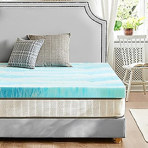 Mattress Topper Queen - 2 Inch Memory Foam Cooling Gel Swirl Infused Bed Topper for Back Pain, CertiPUR-US Certified