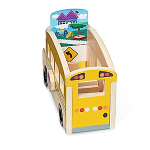 Melissa & Doug Blue's Clues & You! Wooden Pull-Back School Bus (9 Pieces)