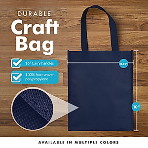 Simply Green Solutions - Plain Tote Bag, Thick Reusable Gift Bag with 16-Inch Handles, Use As Goodie Bags, Party Favor Bags, or Halloween Tote Bag, Blue Navy, Pack of 25