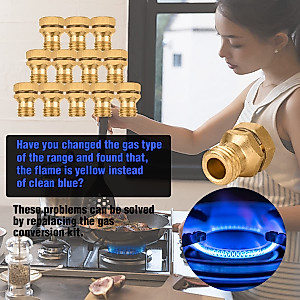 GRLP4 LP Gas Conversion Kit | Propane Orifice | Gas To Propane Conversion Kit | 12 PCS | Brass | With Instruction |Compatible With Frigidaire Kenmore Electrolux Range/Cooktop/Stove