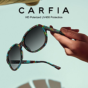 CARFIA Acetate Polarized Sunglasses for Women UV Protection Retro Trendy Big Sunnies CA2024 Turquoise