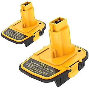 2 Packs DM18D Battery Adapter Converter with USB Port for Dewalt 18V Tools, Converts for Dewalt 20V Li-ion for Milwaukee M18 18V Li-ion Battery to De-Walt 18V Battery Adapter
