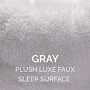 Furhaven 23" Round Self-Warming Pet Bed for Indoor Cats & Medium/Small Dogs, 100% Washable, For Pets Up to 45 lbs - Hi Lo Plush Luxe Faux Fur Cuddler - Gray, Medium