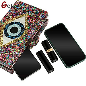Gets Acrylic Clutch Purses for Women Evening Bag Eyes Multicolor Perspex Box Clutch Glitter Purse Handbags Crossbody Bag (a Multicolor)