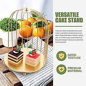 Hemoton Cupcake Stand Metal Bird Cage Makeup Organizer Cosmetic Rack Dessert Stand Necklace Earring Organizer Vanity Tray Perfume Lotion Bottle Shelf for Desk Organizer