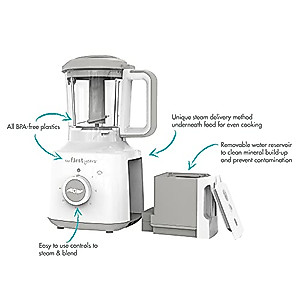 The First Years First Fresh Foods Blender & Steamer 2 in 1 - Baby Food Maker for Healthy Homemade Baby Food – Easy-to-Clean Baby Food Processor – Dishwasher safe –3.5 Cup Capacity