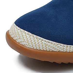 Womens Soft-Toe Sneakers Slip On Wide Single Up Women Shoes Lace Casual Suede Toe Breathable Comfortable Flat (Blue, 8)
