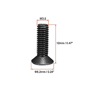 uxcell M3.5 x 12mm Phillips Screw Fastener Black for Laptop PC TV Fan Switch 150pcs