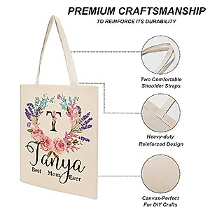 Custom Tote Bag For Women Personalized Floral Initial Shoulder Bag For Beach Wedding Travel Work Birthday Gifts