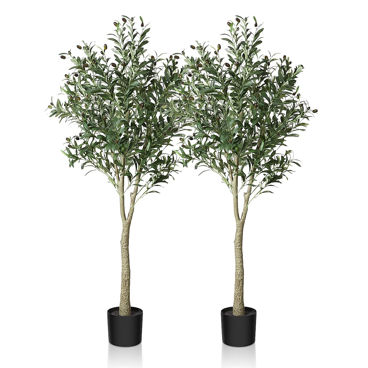 CROSOFMI Artificial Olive Tree Plant 5 Feet Fake Topiary Silk Tree, Perfect Faux Plants in Pot for Indoor Outdoor House Home Office Garden Modern Decoration Housewarming,2Pack