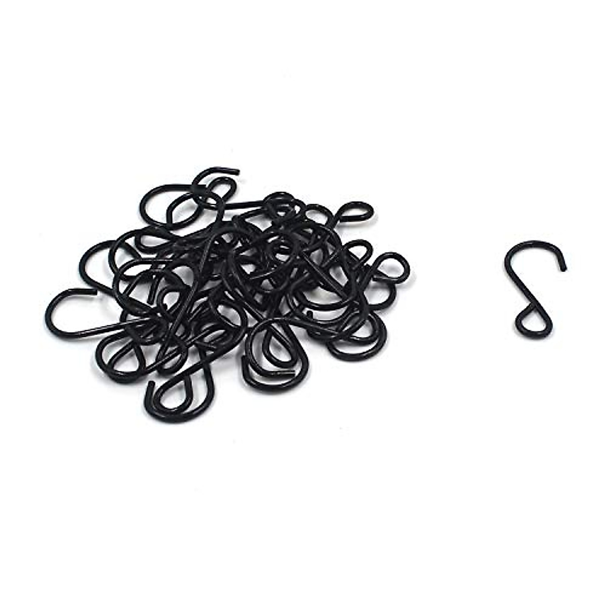 T Tulead 30PCS S-Hooks Small Metal Hooks 1.6" Outdoor Black Hooks for Bedroom,Bathroom,Kitchen,Office