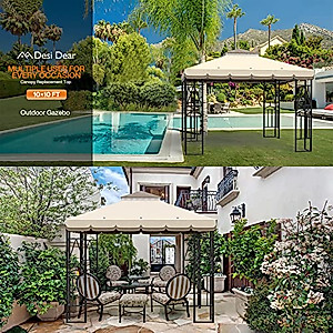 DesiDear 10x10 Canopy Replacement Top Canopy Cover Replacement 10x10 FT Double Tiered Gazebo Covers for Yard Patio Garden Canopy Sunshade (Double Lace)