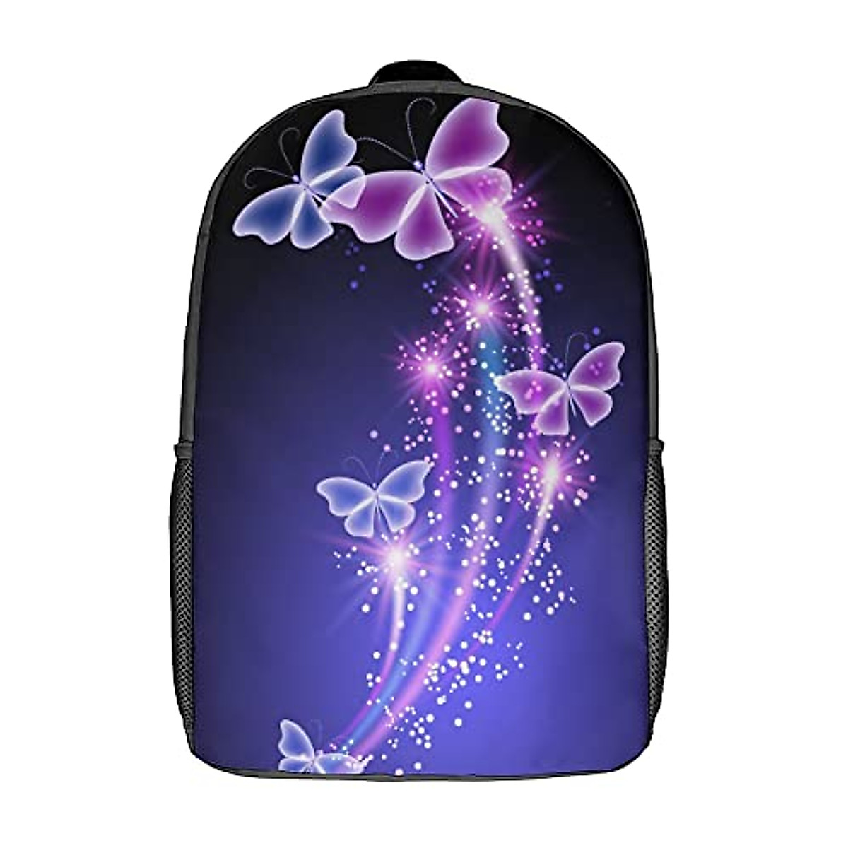 ONE TO PROMISE Butterflies School Backpack Watercolor Blue Purple Butterfly with Shining Dots Bookbags Adjustable Travel Daypack Water Resistant Shoulders School Bag for Womens Mens Teens Boys Girls